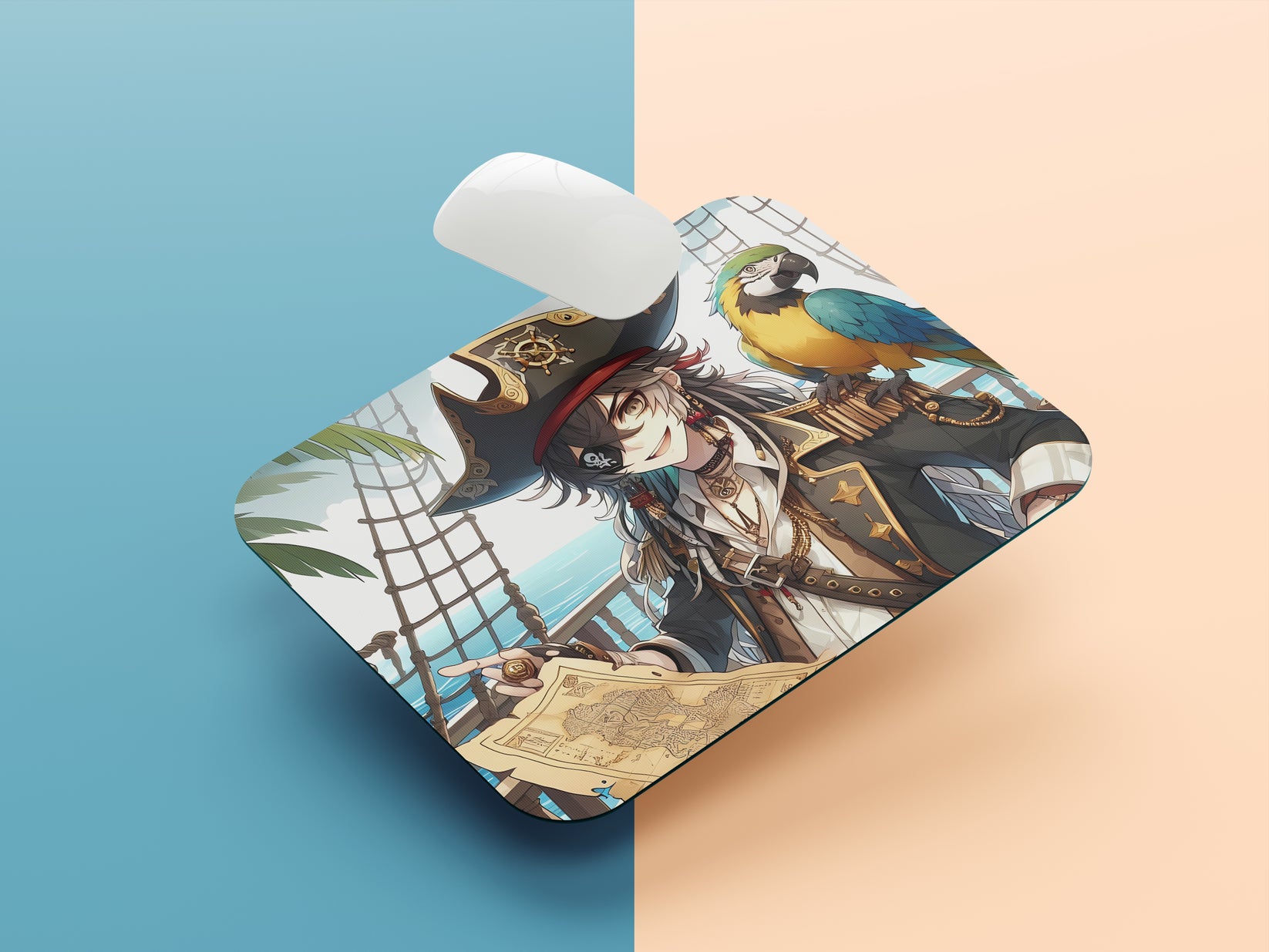Pirate Captain with Parrot Anime Mouse Pad | MobERA