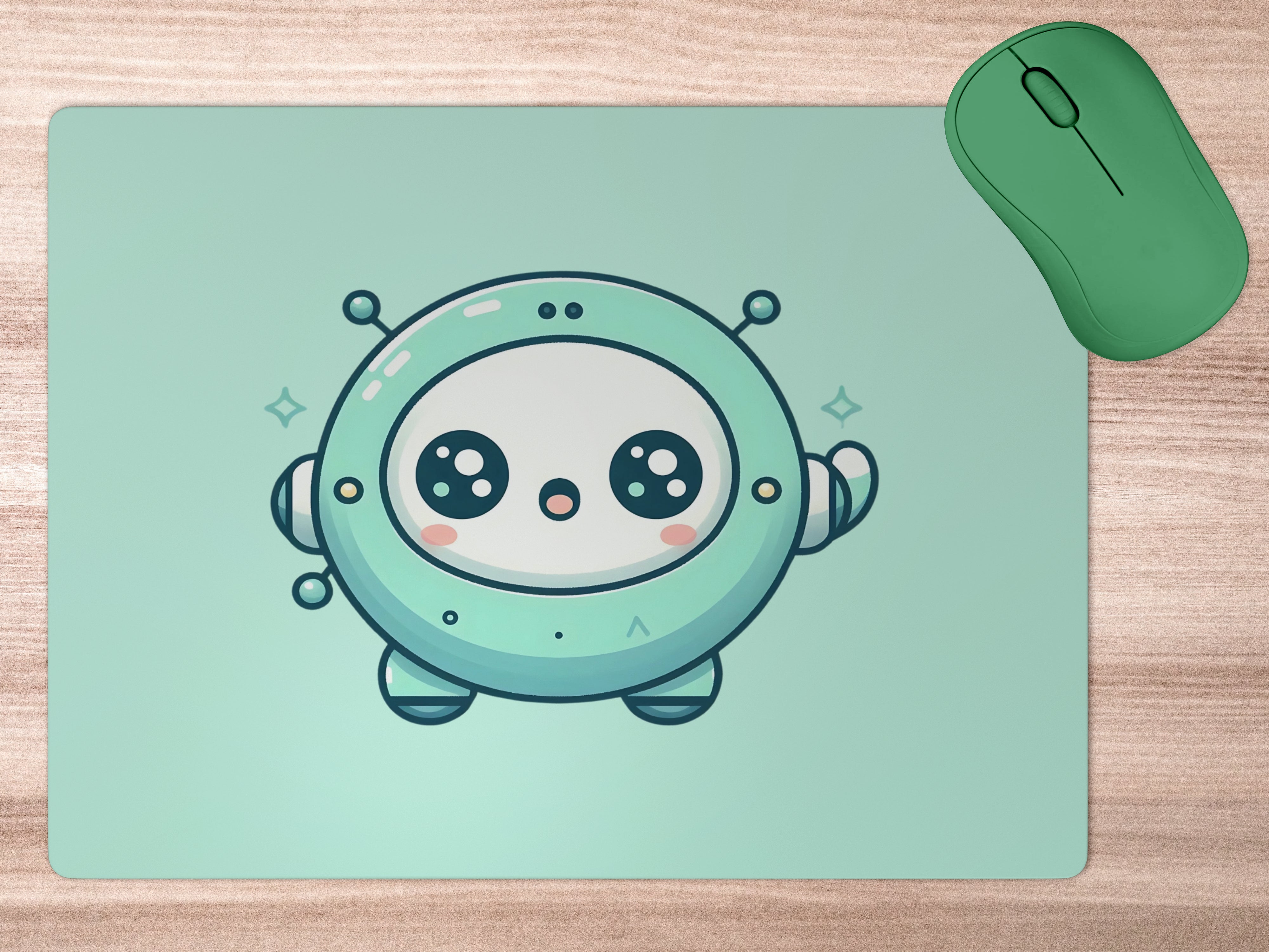 Mint Green Round RobotMousePad – MobERA